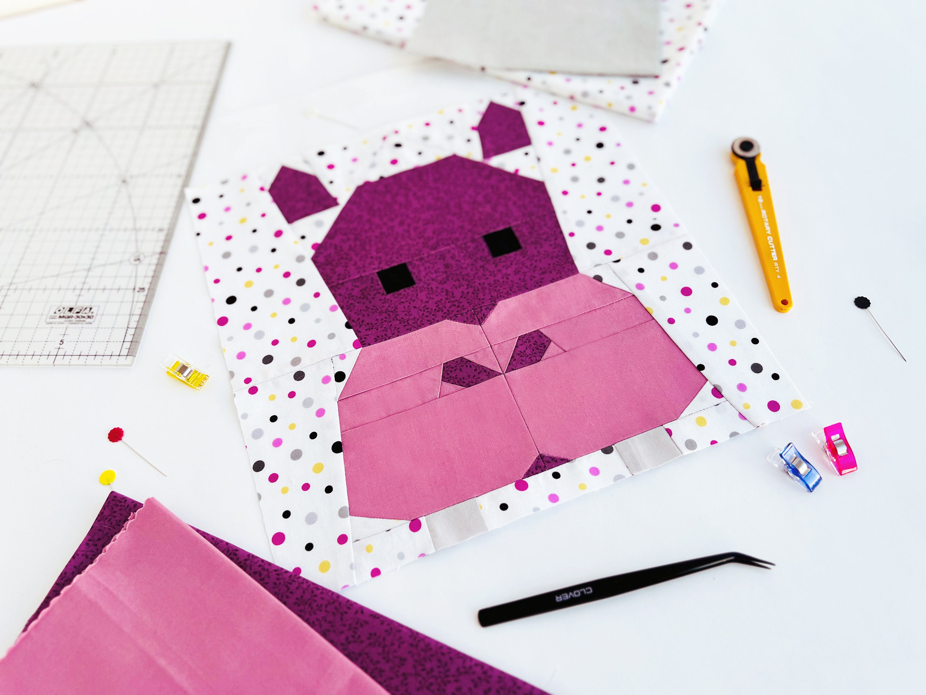 Hippo Quilt Pattern / PDF Pattern / Foundation Paper Piecing / - Etsy UK