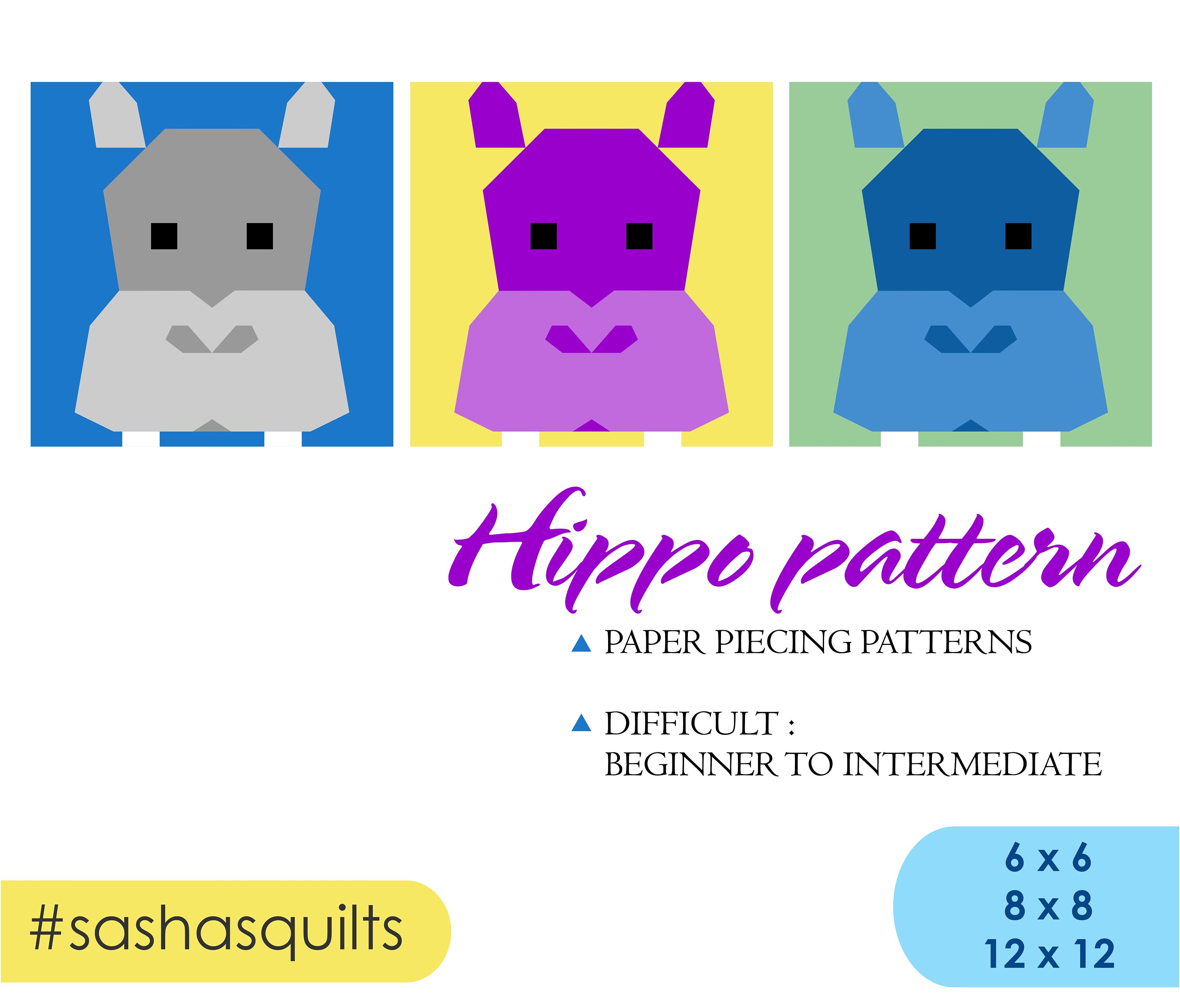 Hippo Quilt Pattern / PDF Pattern / Foundation Paper Piecing / - Etsy UK