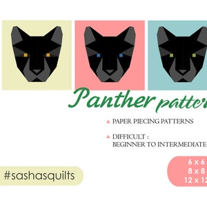 Panthera Quilt Pattern / PDF Pattern / Animal Face / Foundation Paper ...