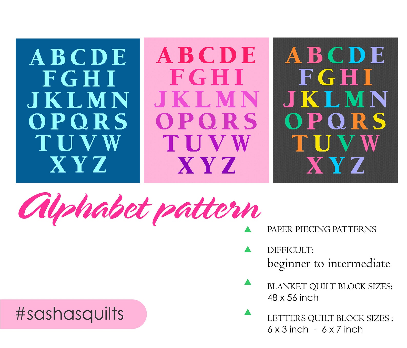 Quilt Block Alphabet / PDF Pattern / Paper Piecing Quilt - Etsy UK