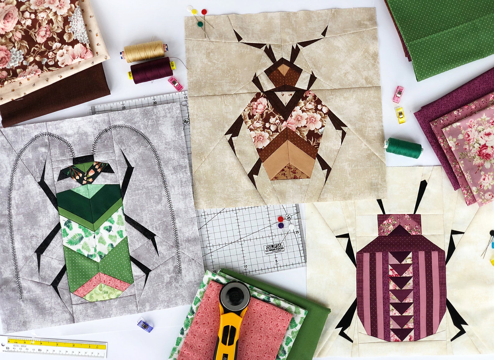 Beetles / SET 3 Quilt Block Beetle Patterns / PDF Pattern / - Etsy Canada
