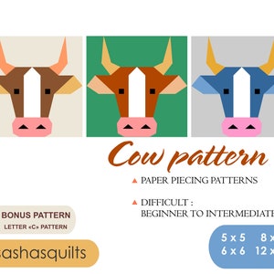 Cow Quilt Pattern / PDF Pattern / Foundation Paper Piecing / FPP ...