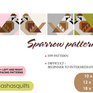 Sparrow Quilt Pattern / Mini Bird / PDF Pattern / Foundation Paper Piecing / FPP Pattern - Etsy