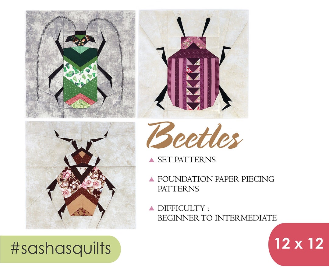 Beetles / SET 3 Quilt Block Beetle Patterns / PDF Pattern / Paper ...