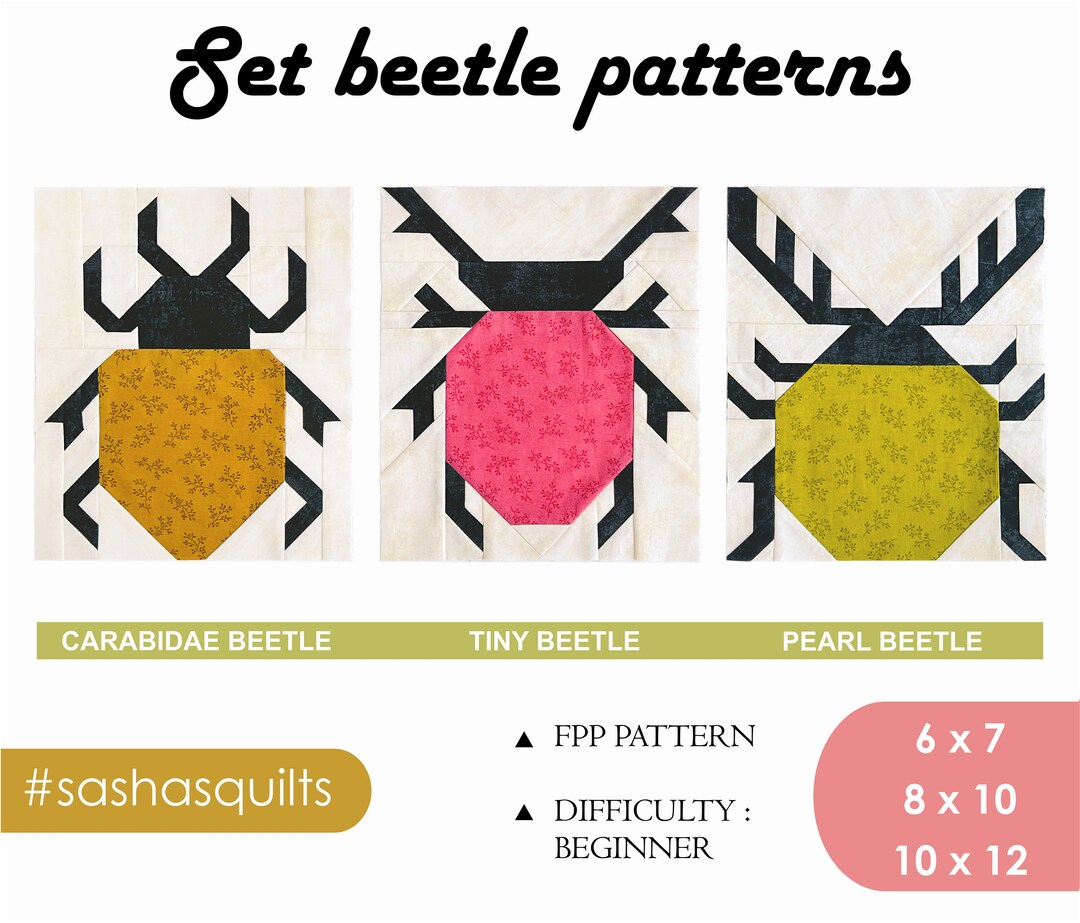 Beetle Quilt Patterns / SET 3 Quilt Block Beetle Patterns / PDF Pattern ...