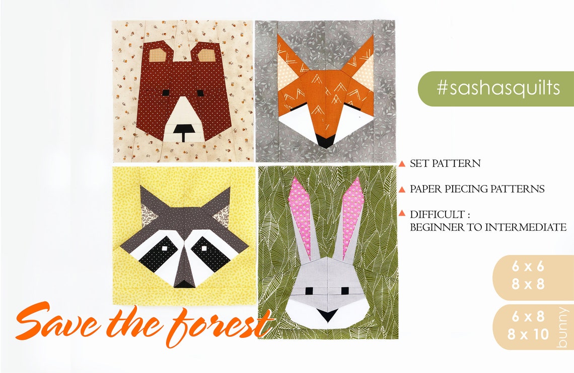 Quilt Block Forest Animals / PDF Pattern / Pattern Set / Paper - Etsy