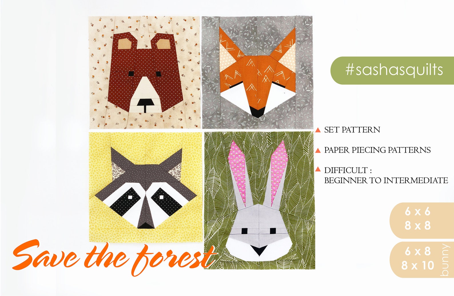 Quilt Block Forest Animals / PDF Pattern / Pattern Set / Paper Piecing ...