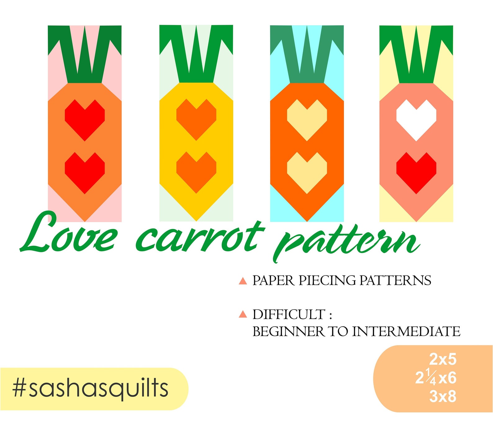 Love Carrot Quilt / Quilt Pattern / PDF Pattern / Paper | Etsy