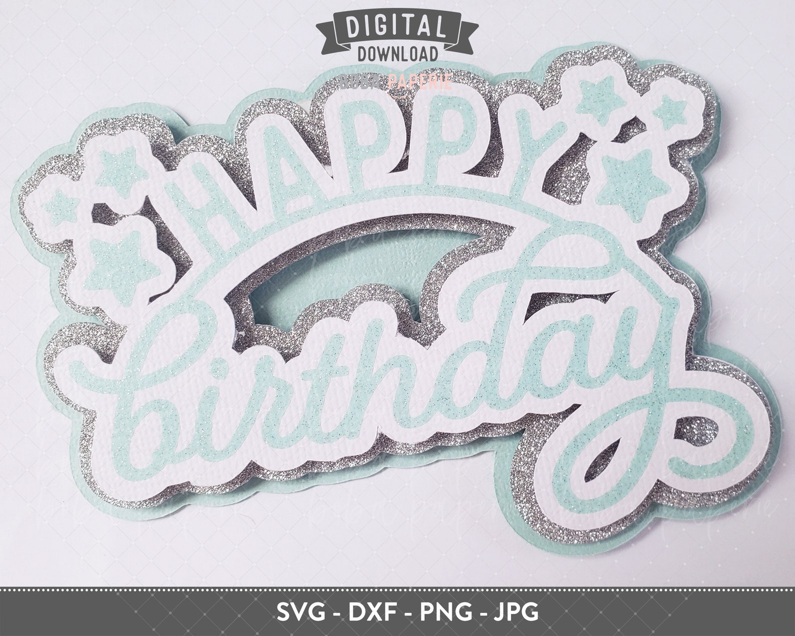 Happy Birthday Cake Topper SVG Layered Cake Topper Svg - Etsy