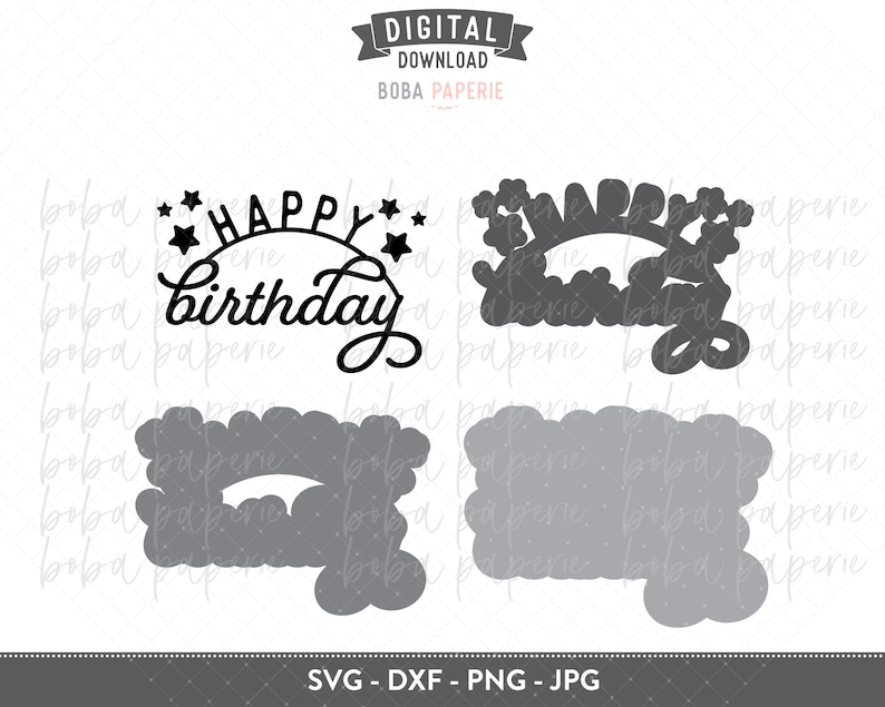 Happy Birthday Cake Topper SVG Layered Cake Topper Svg - Etsy