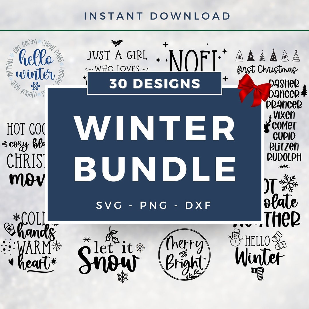 Winter Svg Bundle, Snowflake Svg, Let It Snow Svg, Winter Bundle ...