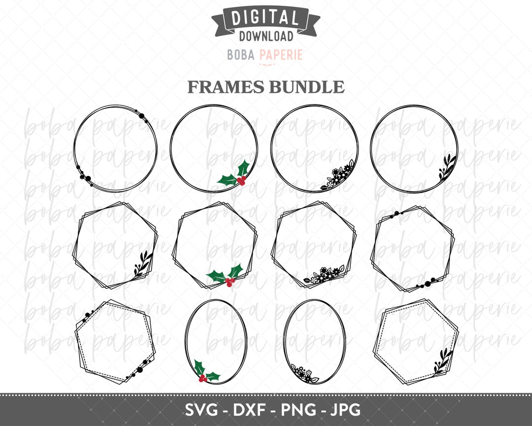 12 Frames Svg Bundle, Circle Frame SVG, Doodle Dots Circle Cricut Svg ...