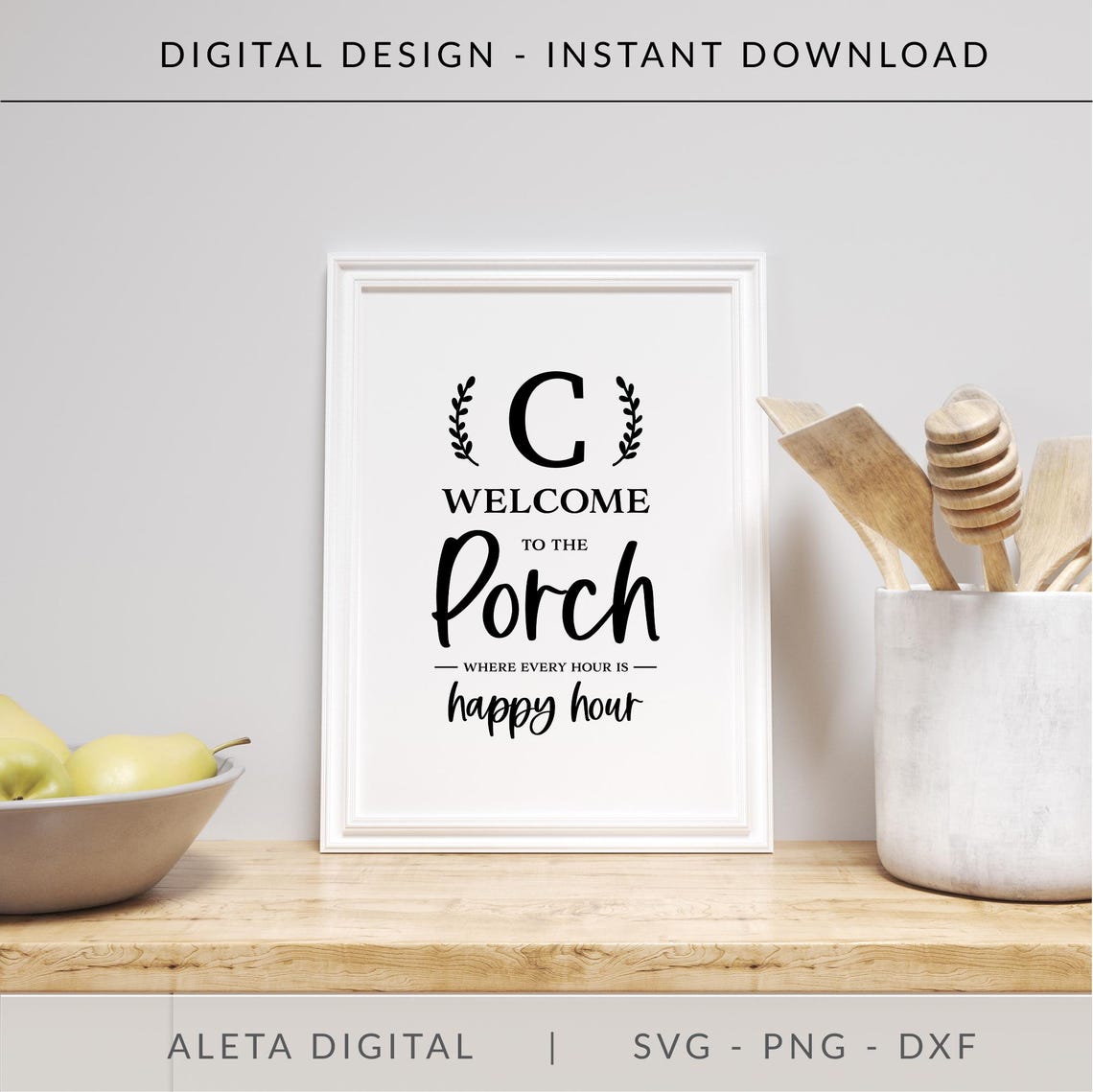 Welcome to the Porch SVG, Where Every Hour is Happy Hour, Monogram Svg ...