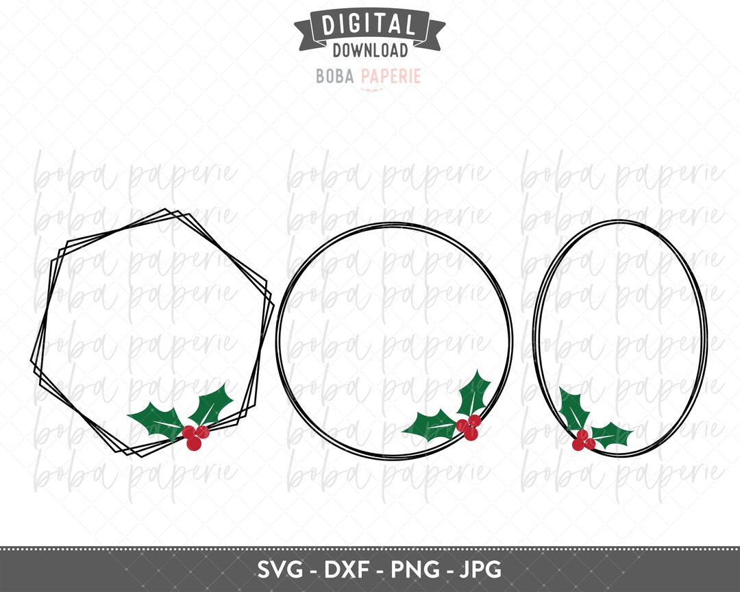 3 Christmas Frames Bundle SVG, Christmas Circle Frame, Christmas ...