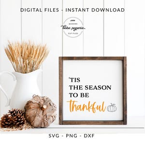 Tis the Season to Be Thankful Svg, Pumpkin Svg, Fall Svg, Fall Wood ...