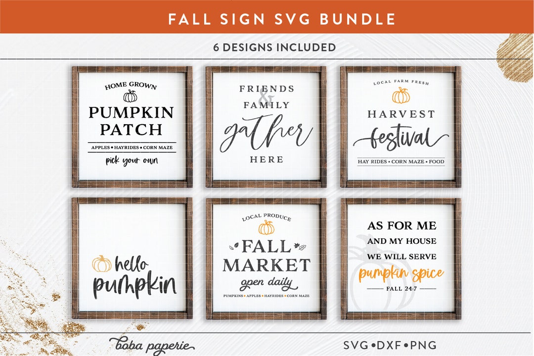 Fall Sign SVG Bundle, Harvest Festival Svg, Pumpkin Patch Svg, Fall Svg ...