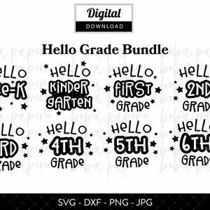 Hello Grade SVG Bundle, Hello Kindergarten Svg, Hello 1st Grade Svg ...