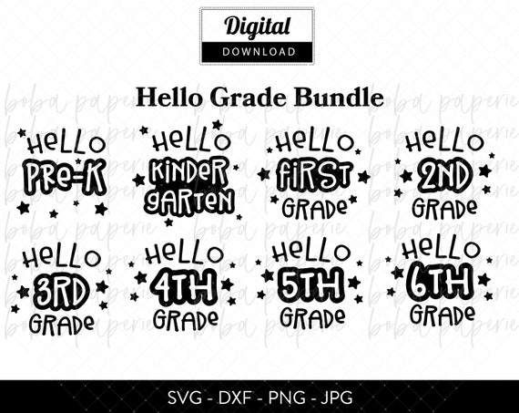 Hello Grade SVG Bundle Hello Kindergarten Svg Hello 1st - Etsy
