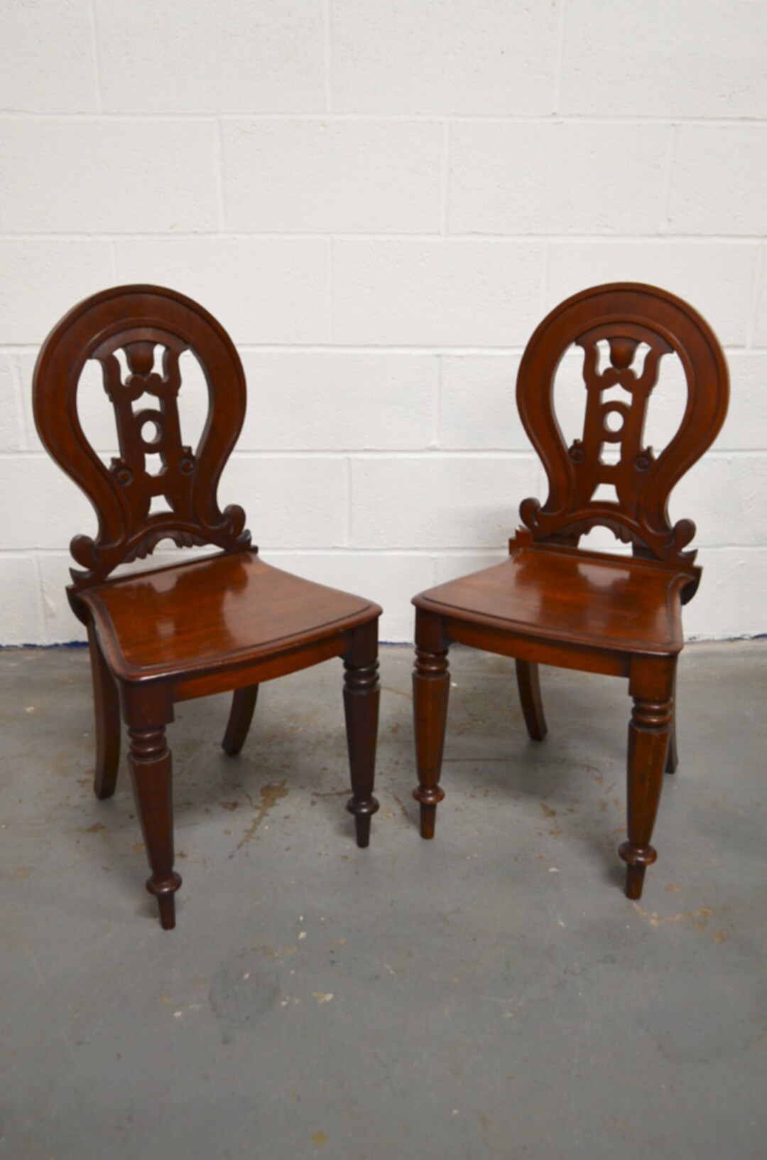 A Pair of Victorian Hall Chairs - Etsy