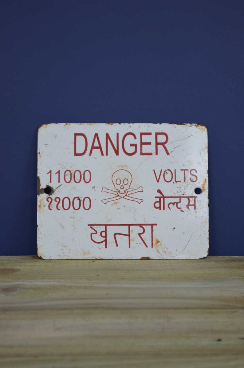 20th Century Enamel Danger Sign - Etsy