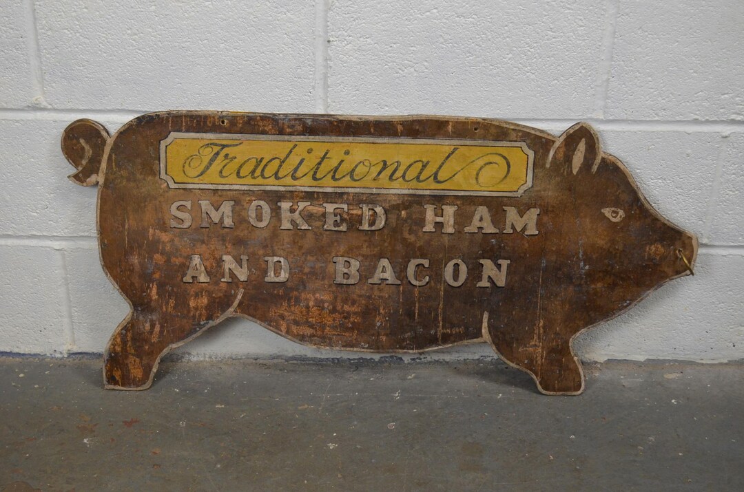 Vintage Wooden Hand Painted Shop Sign of A Pig - Etsy