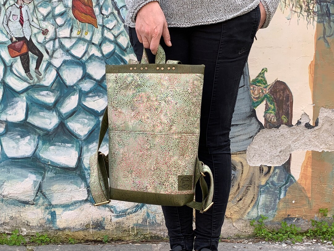 Green Backpack, Unisex Men's and Women's Cork Backpack, Laptop Backpack ...