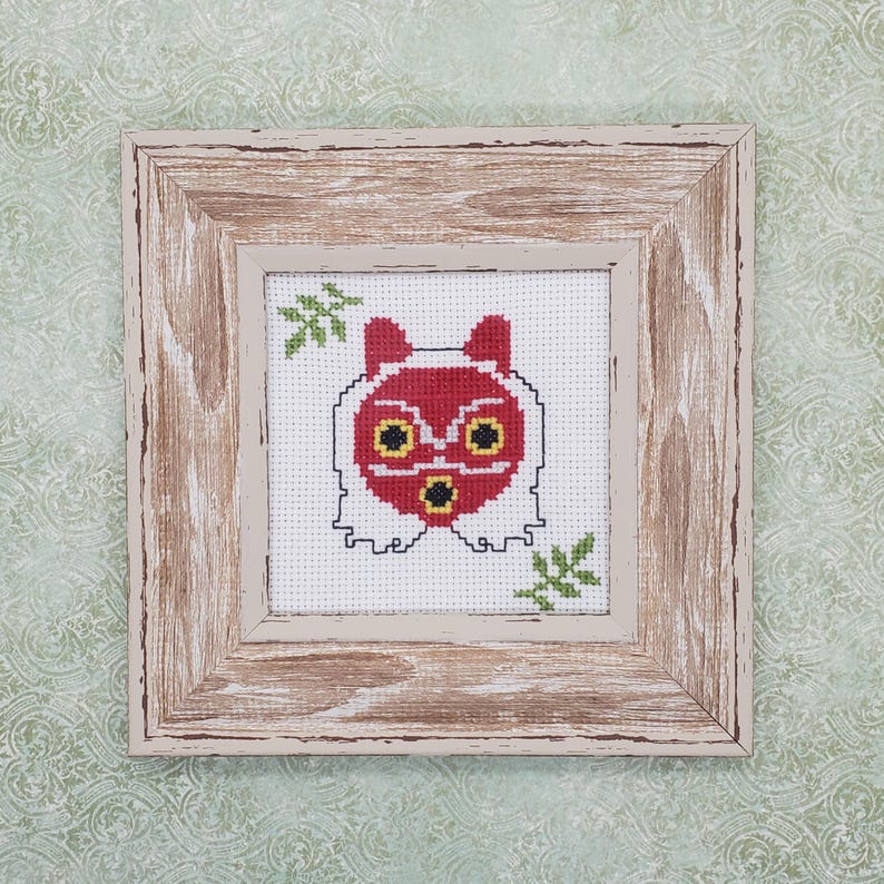 Princess Mononoke Mask - Finished Cross Stitch in a Plastic Frame ...