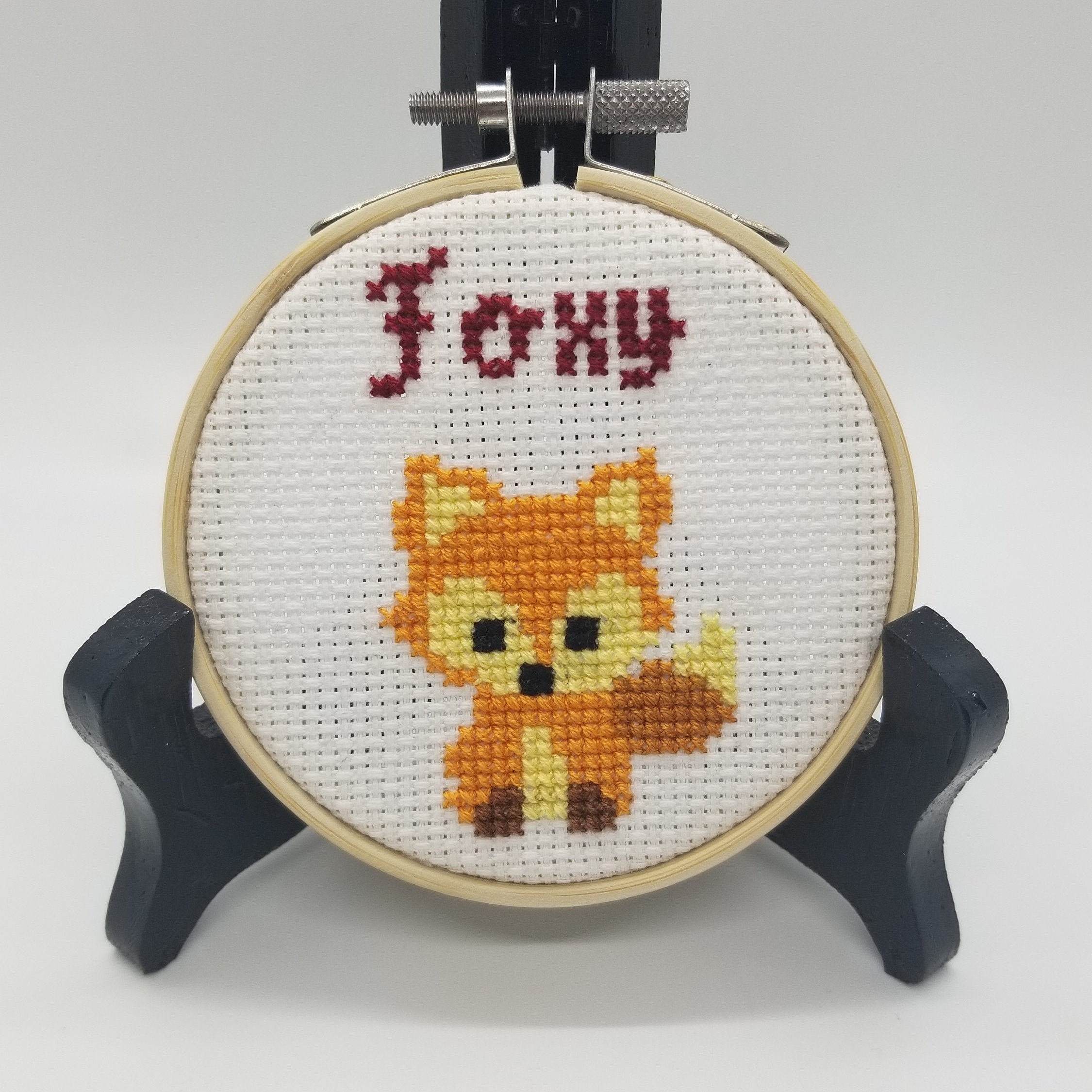 Foxy Finished Cross Stitch 3 Inch Wooden Hoop - Etsy