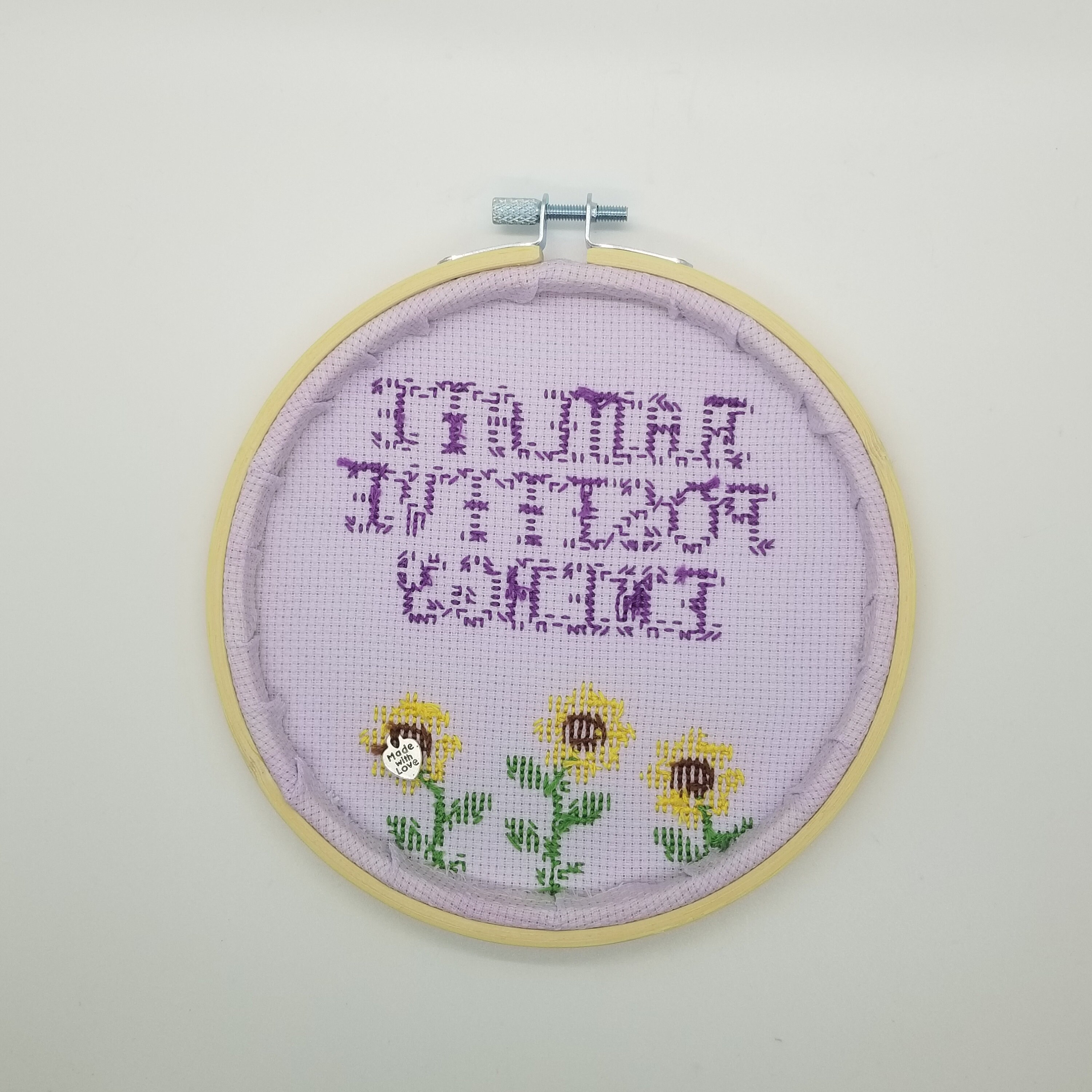 Radiate Positive Energy - Finished Cross Stitch - 6 Inch Wooden Hoop ...
