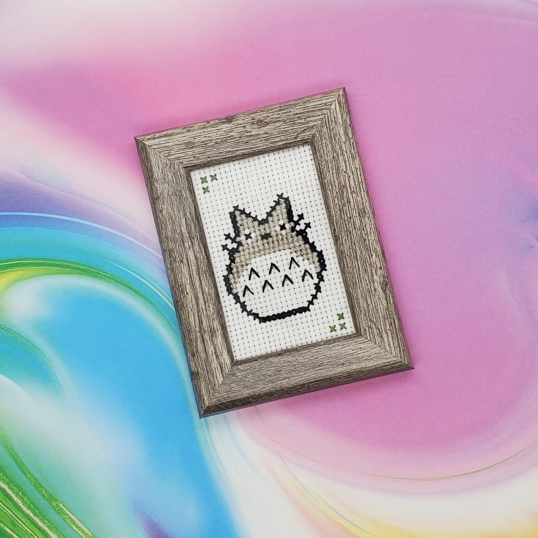 Totoro - Finished Cross Stitch in Plastic Frame - Anime Art - Cross ...