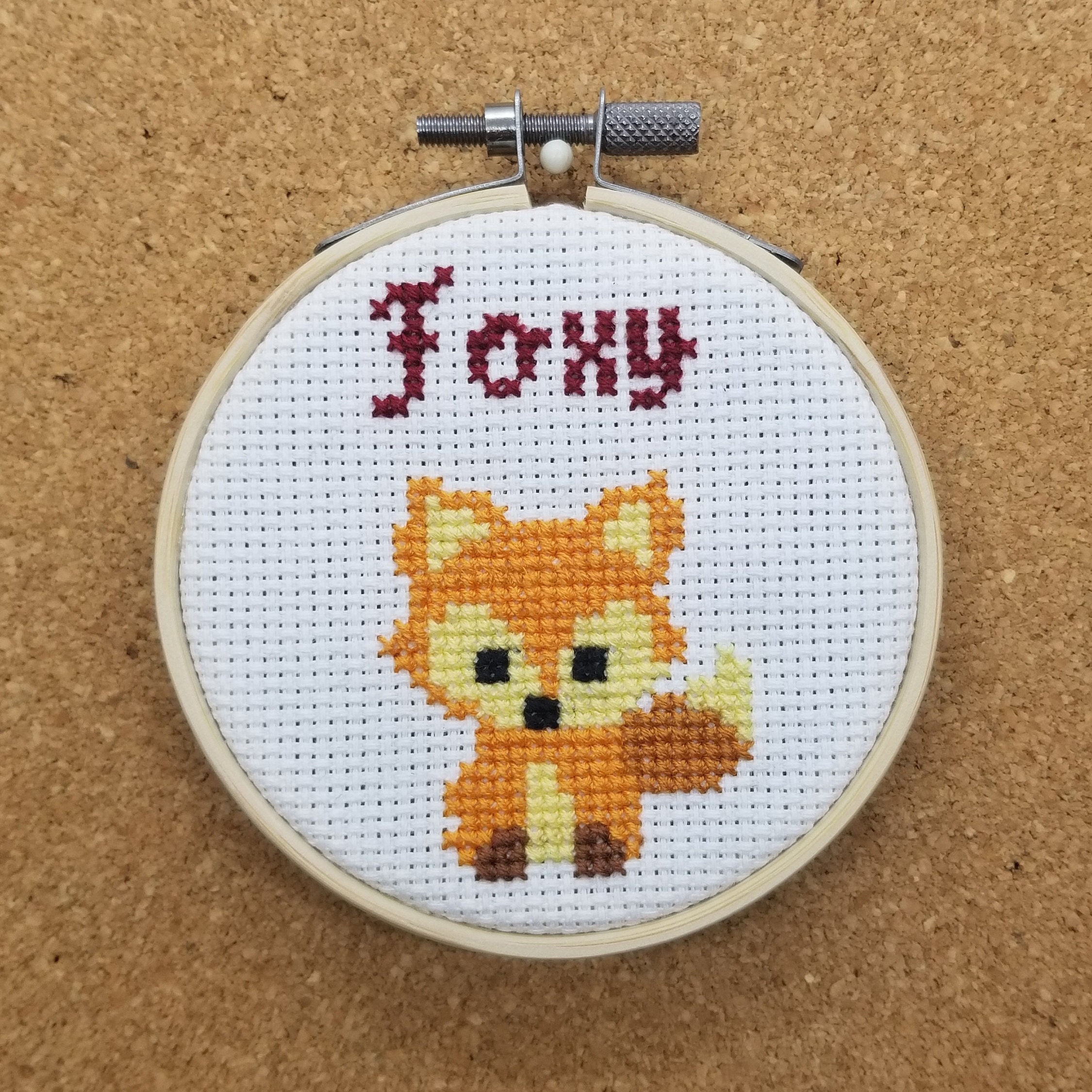 Foxy Finished Cross Stitch 3 Inch Wooden Hoop - Etsy