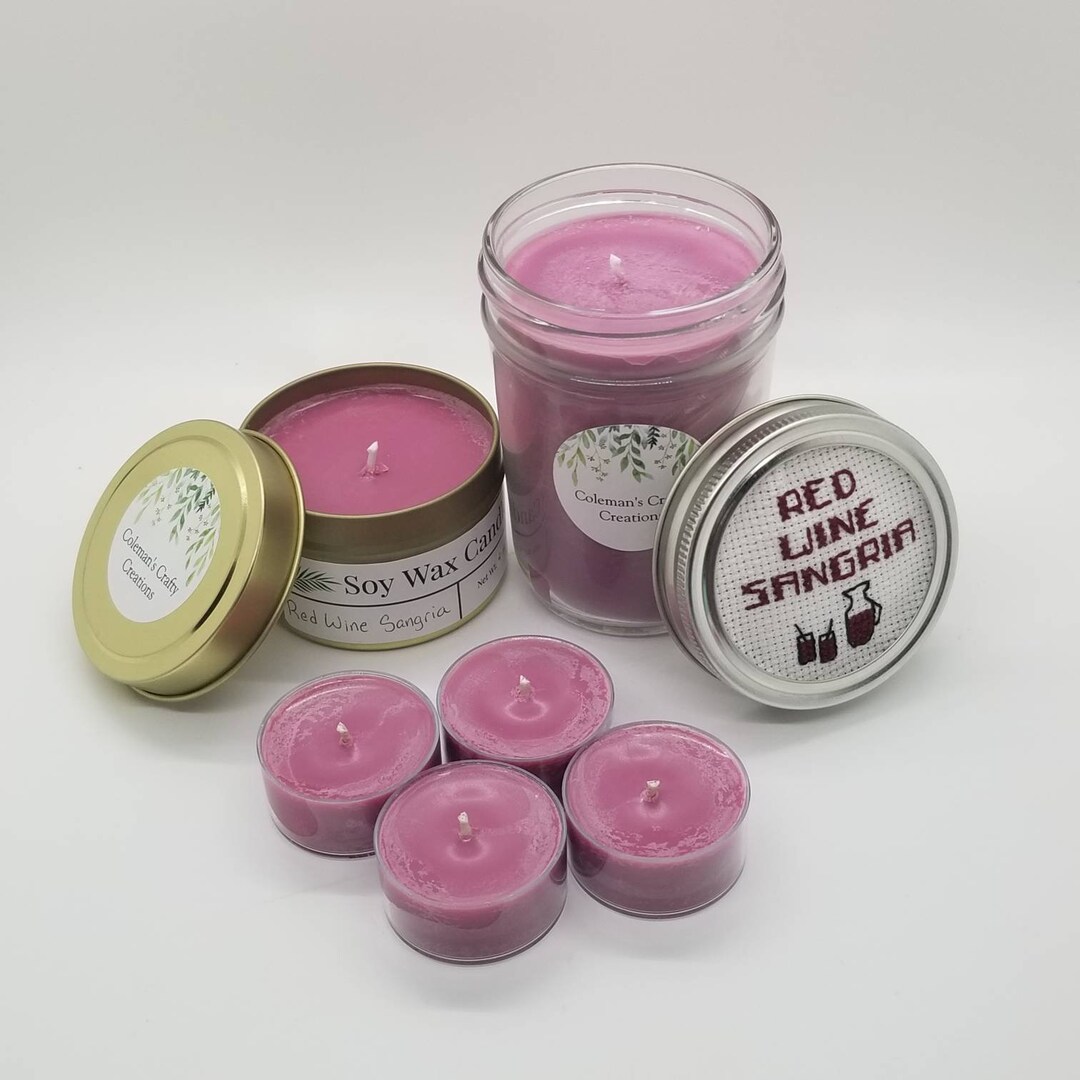 Red Wine Sangria Scented Soy Wax Candles, 8 Oz Mason Jar Candle With ...