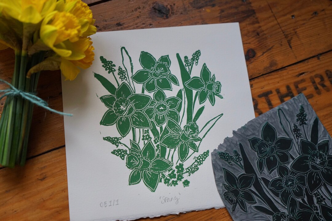 Original Linocut Print ‘spring’. - Etsy