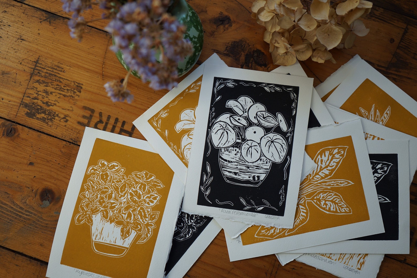 Original Linocut Print pilea Peperomioides Chinese Money | Etsy