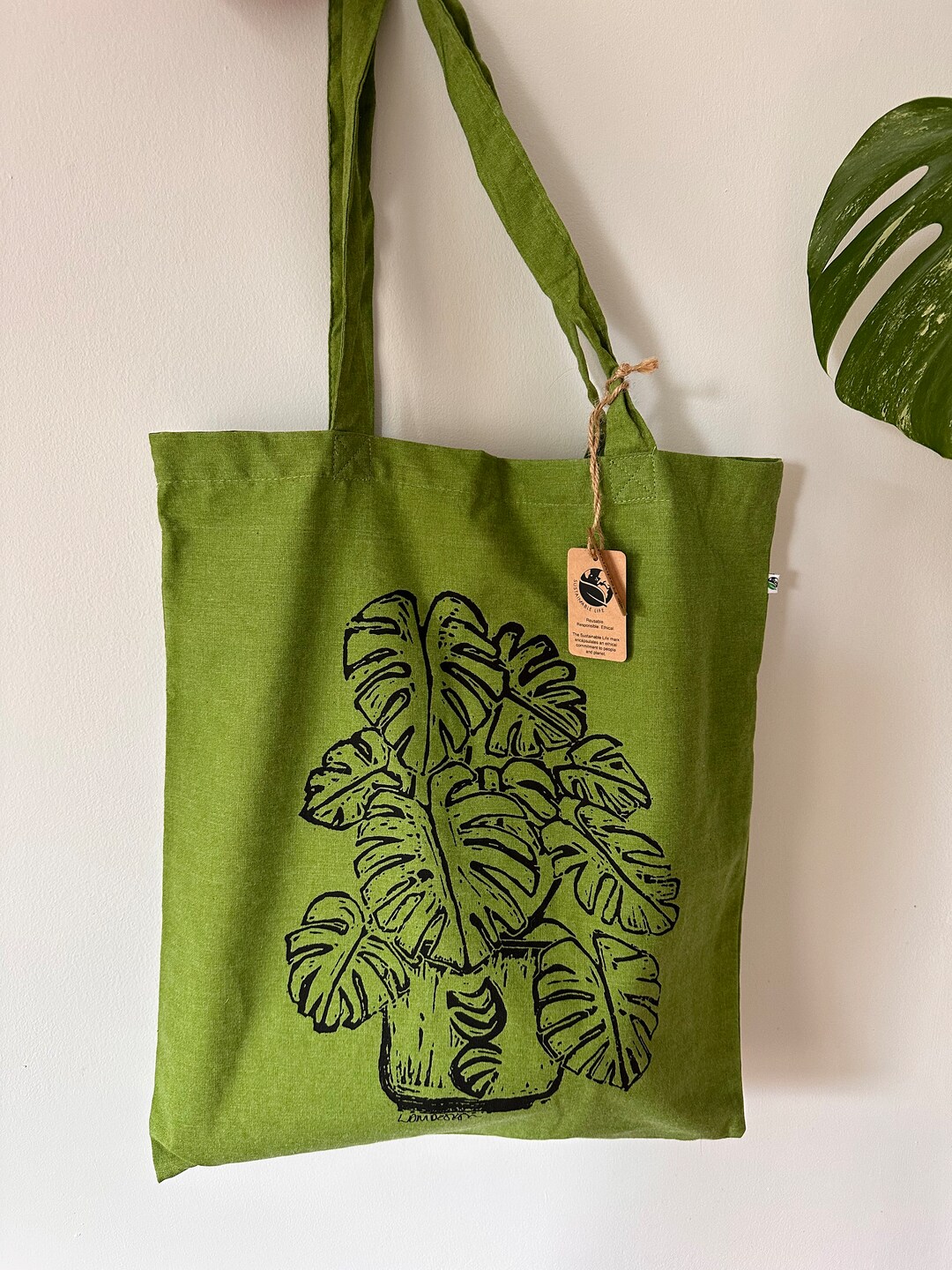 Eco-friendly Recycled Plastic RPET Monstera Deliciosa Tote Bag. - Etsy UK