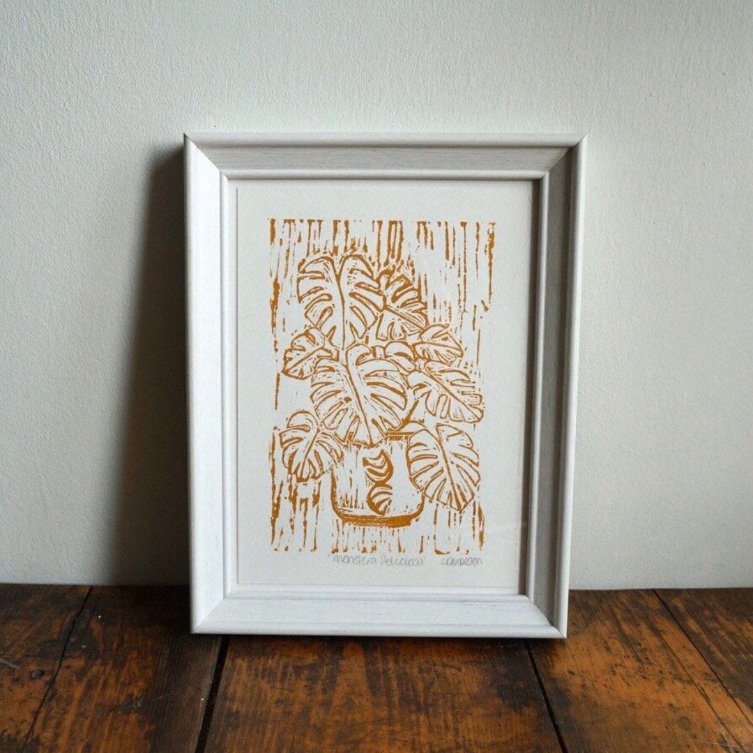 Original Linocut Print monstera Deliciosa Swiss Cheese - Etsy
