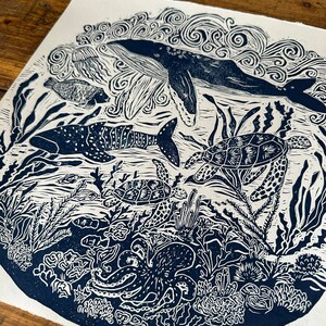 Original Linocut Print ‘sea Life’ - Etsy