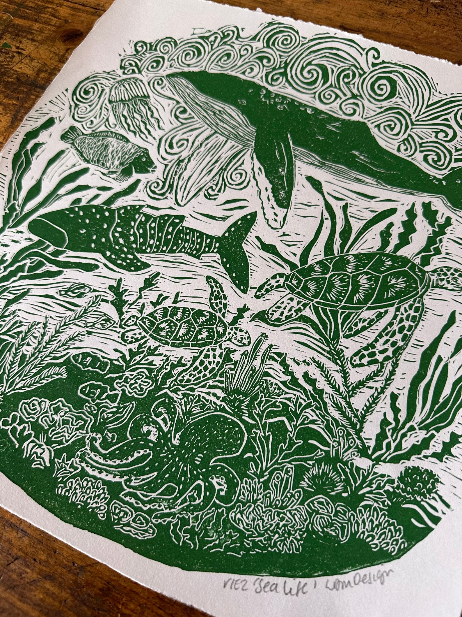 Original Linocut Print ‘sea Life’ - Etsy