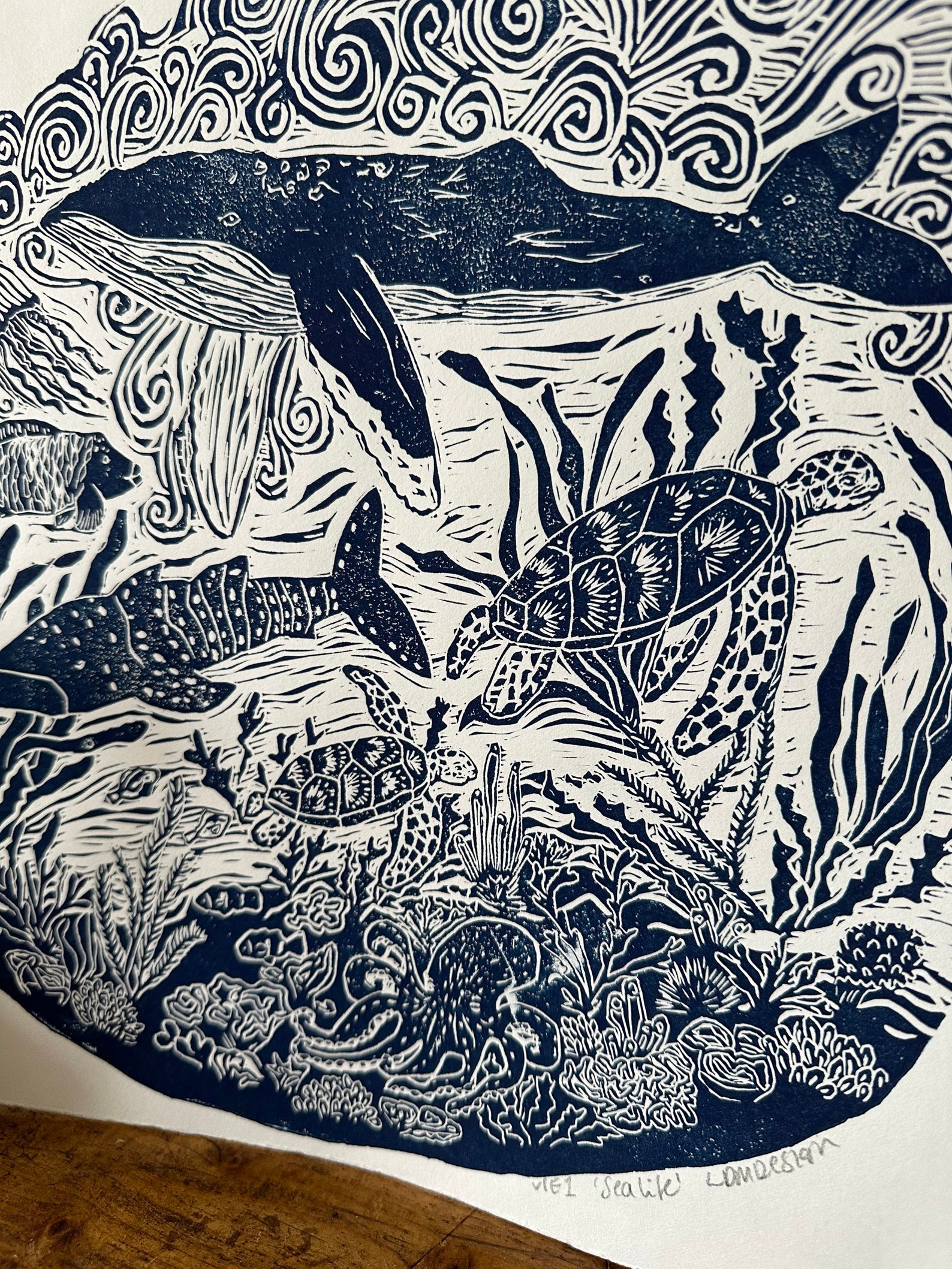 Original Linocut Print ‘sea Life’ - Etsy