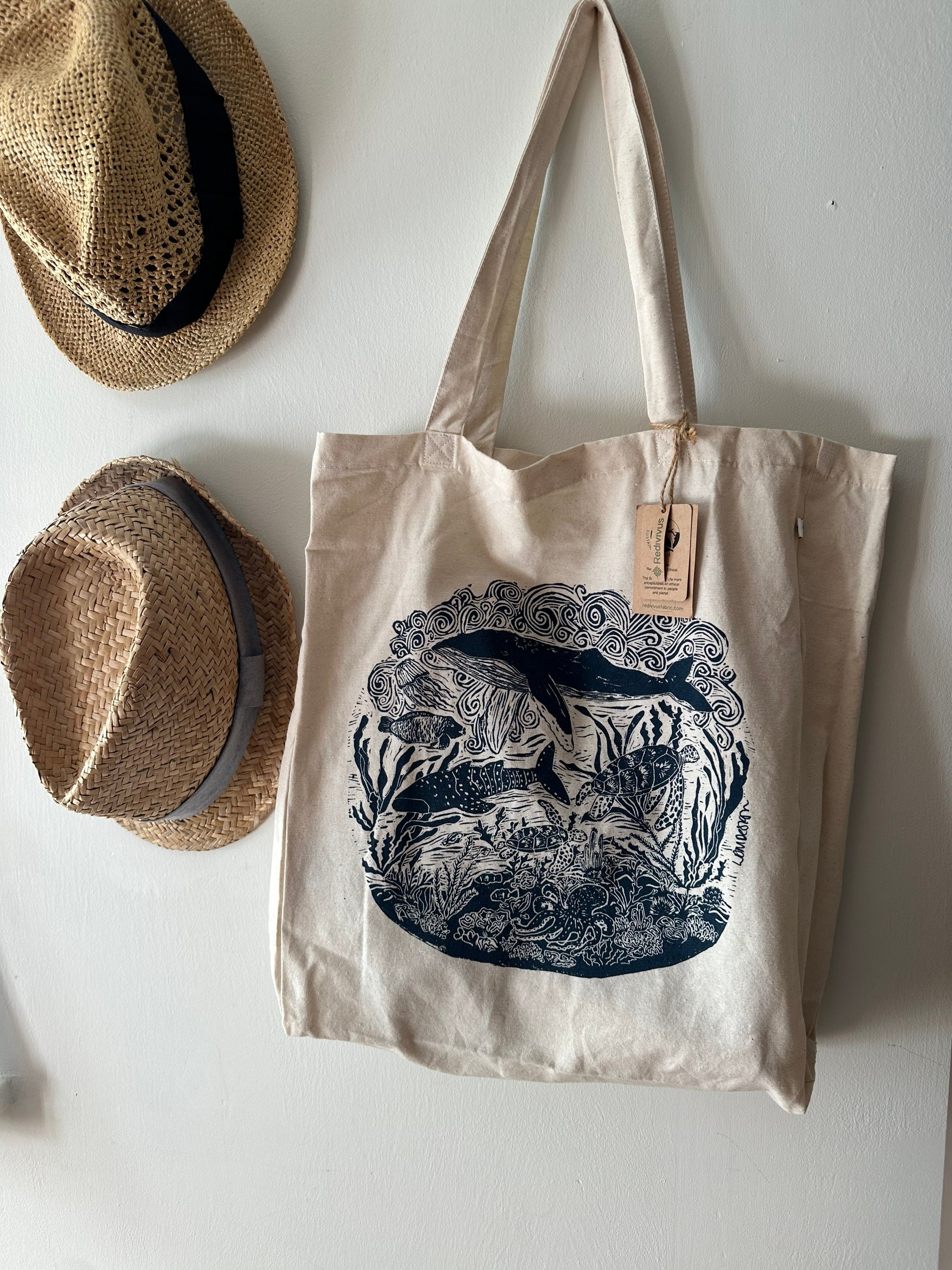Eco Friendly ‘sea Life’ Recycled Plastic RPET Tote Bag/ Luxury Shopper ...