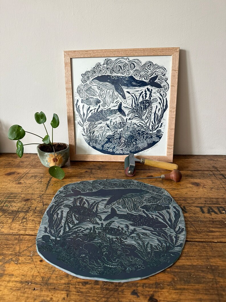 Original Linocut Print ‘sea Life’ - Etsy