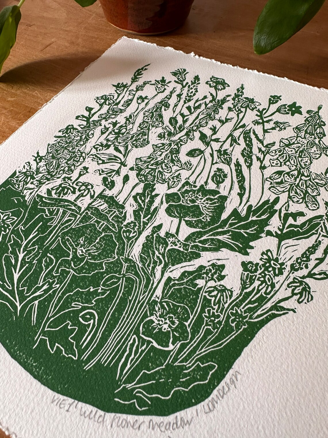 Original Linocut wildflower Meadow Print. - Etsy
