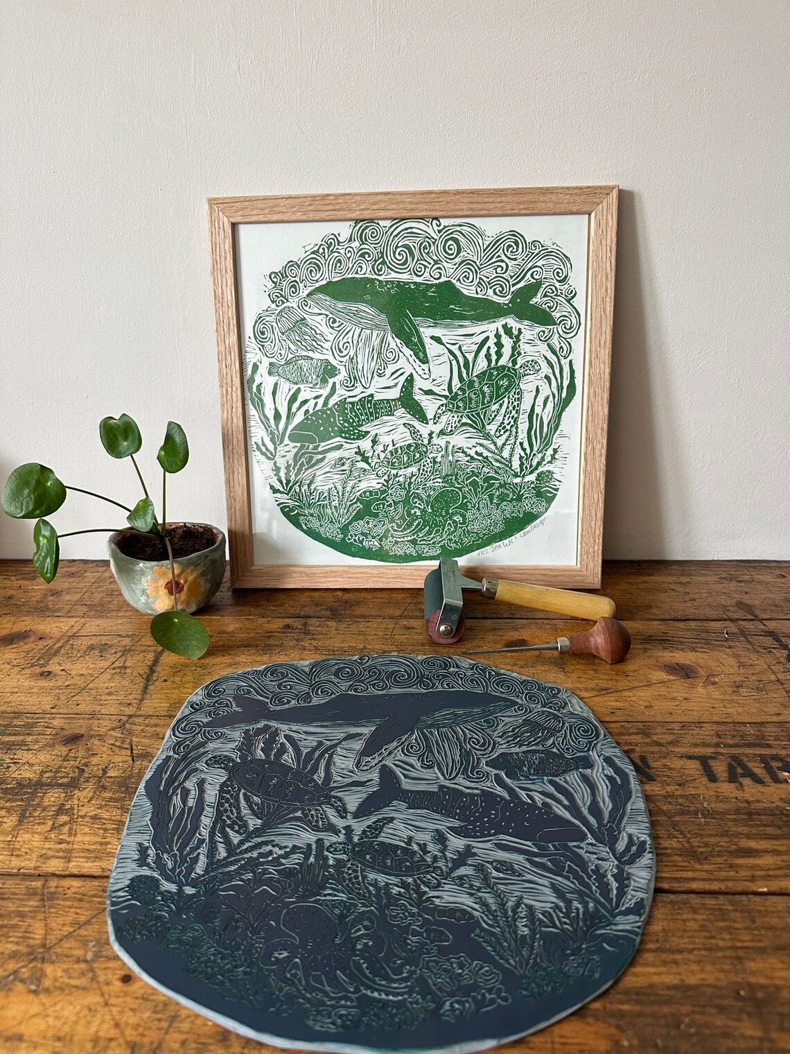 Original Linocut Print ‘sea Life’ - Etsy