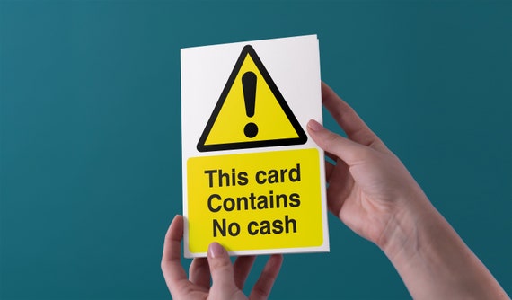 This Card Contains No Cash Birthday Greeting Card Free Uk | Etsy