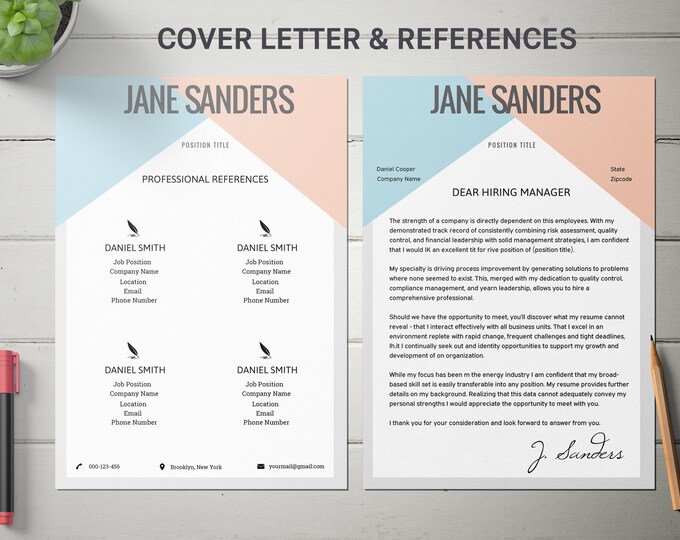 3 Page Resume Template Cover Letter and References Template for MS Word ...