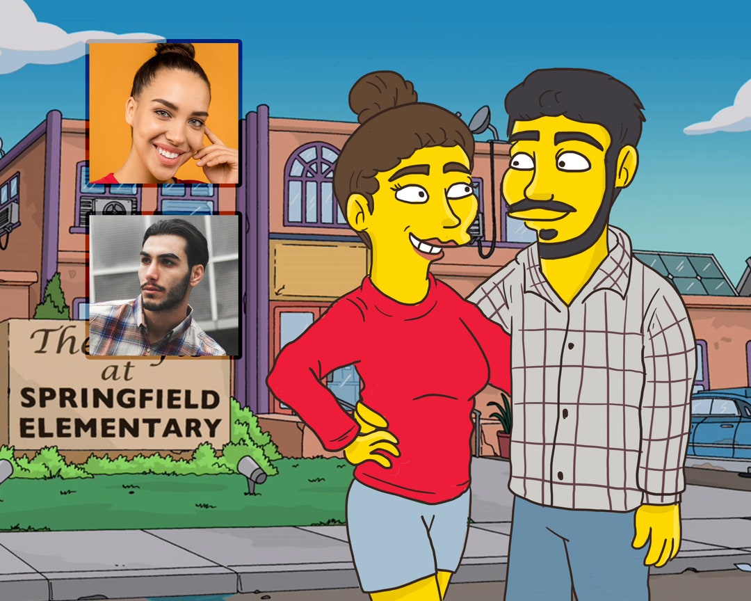 Digital Simpson Portrait, Custom Couple Portrait, Simpsonized Me Canvas ...