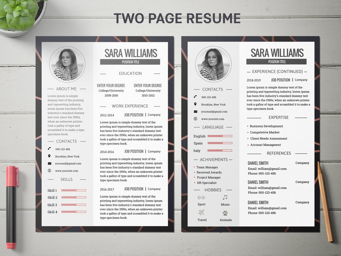 CV Resume With Photo Professional Resume Digital Resume - Etsy Canada
