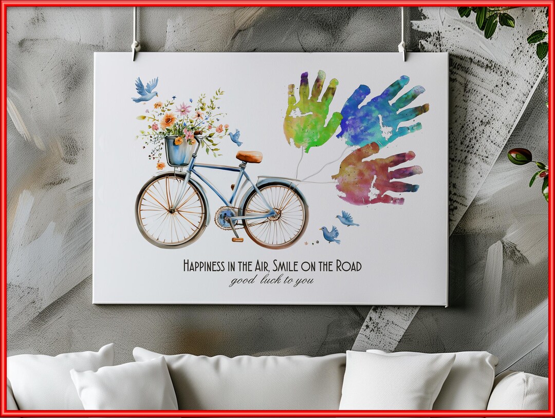Handprint Bike Watercolor Art Template, Grandparents Day Craft, Toddler ...