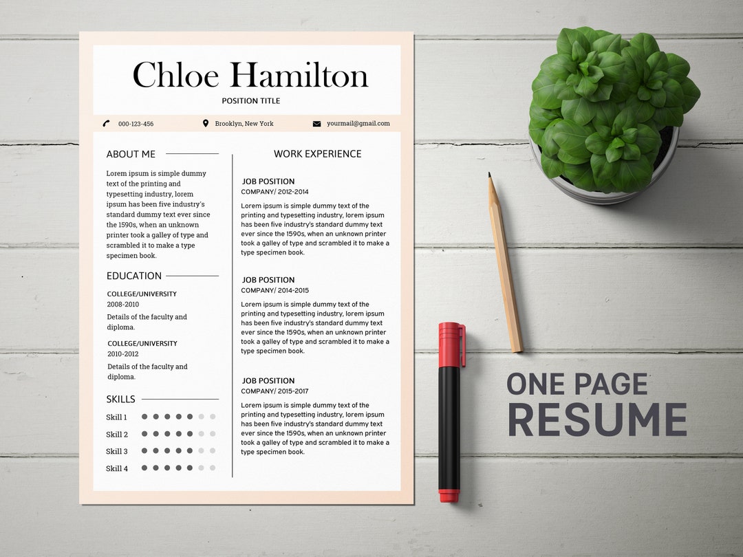Simple Resume Template Google Docs and CV Design Resume - Etsy