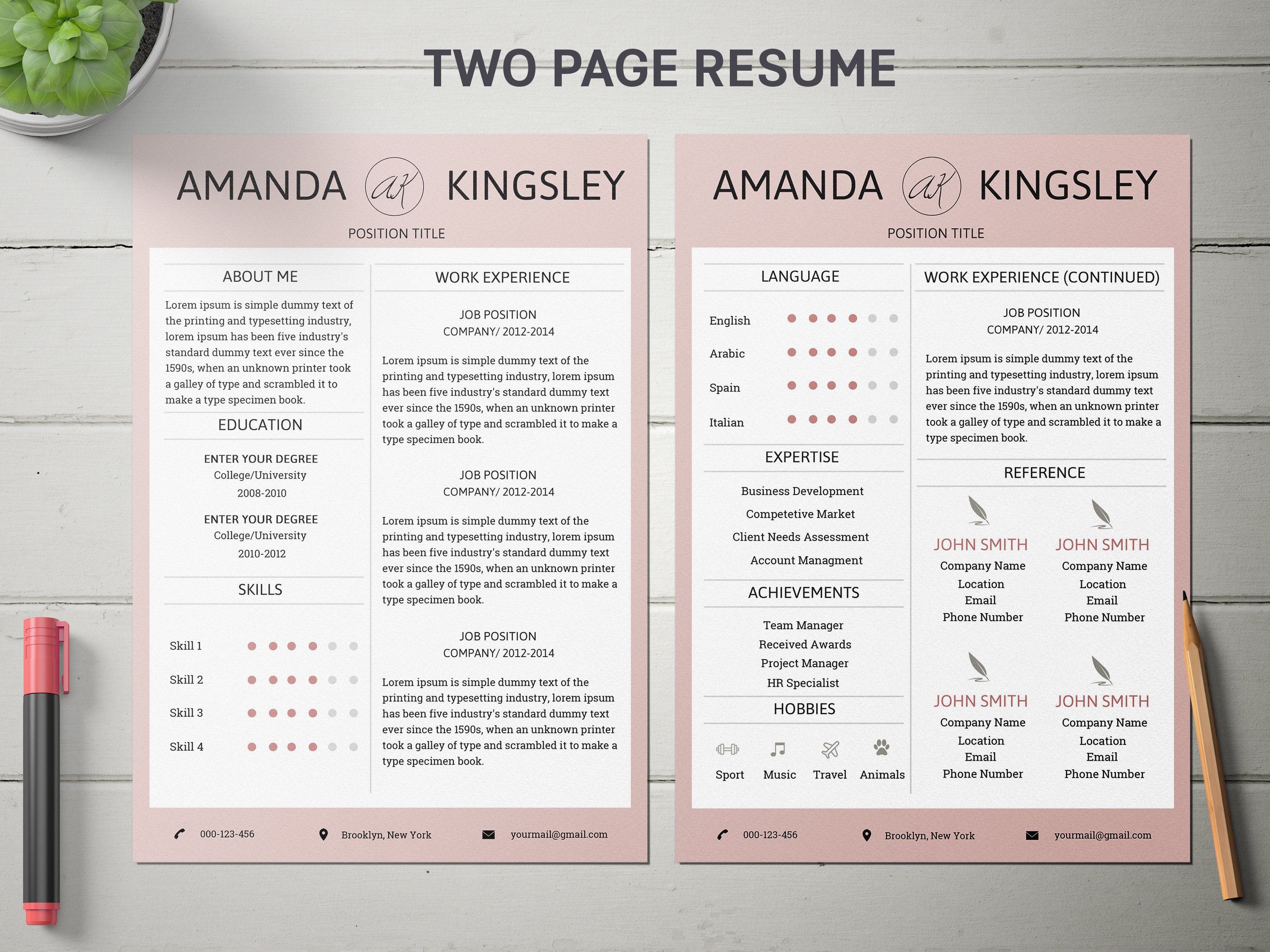Digital Resume Template CV Template Professional Resume | Etsy